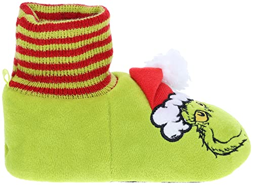 The Grinch Socktop Slipper for Toddlers, Holiday Slipper Sock with 3D Santa Hat, Green, Toddler Size 9/10