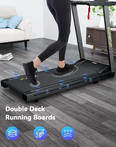 Superun Folding Treadmills for Home, 3HP Treadmill with LED for Walking & Running, Portable Treadmill with Bluetooth Connectivity APP