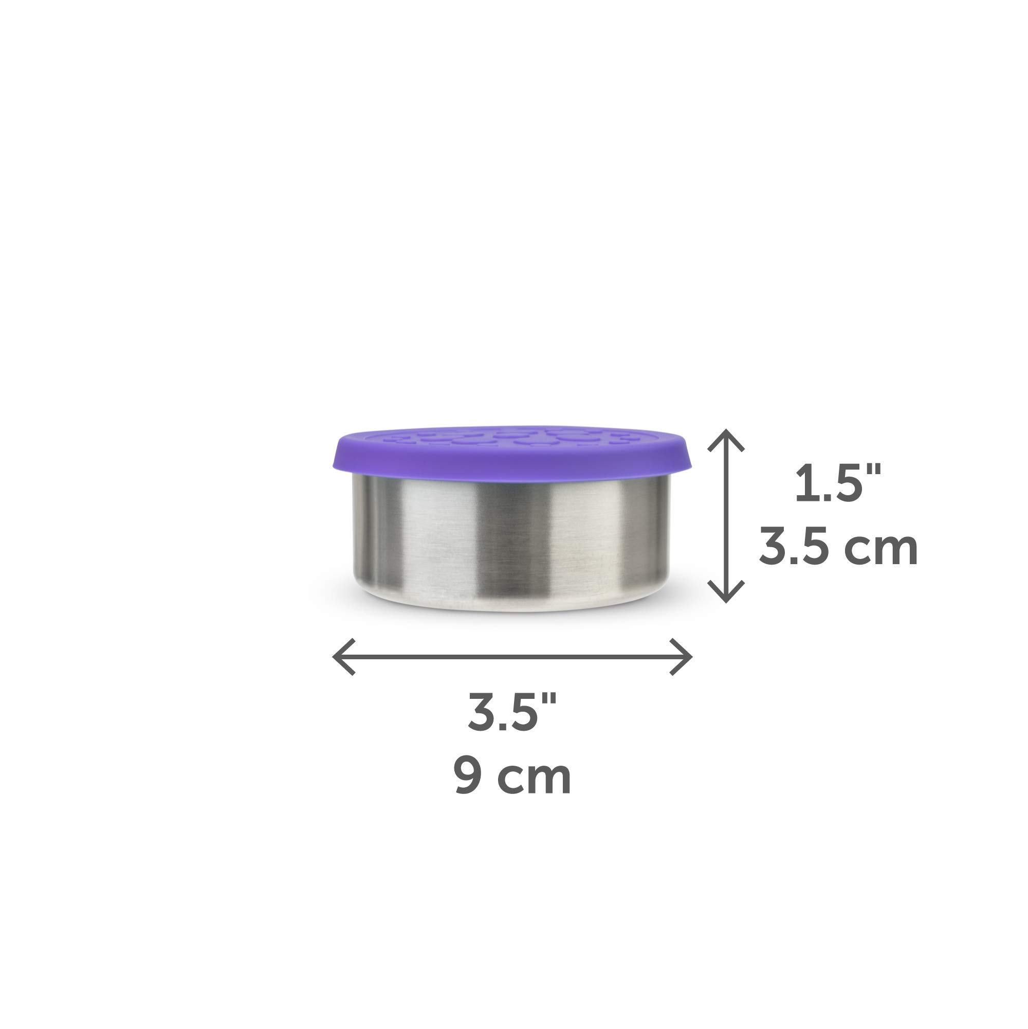 LunchBots 4.5 oz Leak Proof Snack and Side Dish Containers - Spill Proof in Bags and Bento Boxes - Food-Grade Stainless Steel With Silicone Lids - Set of 2 (Purple)