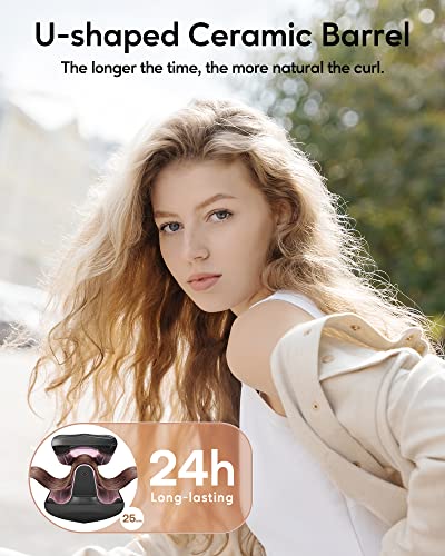 Wavytalk Beach Waves Curling Iron 3 Barrel Deep Hair Waver Hair Crimper Ceramic Curling Wand Beachy Waving Wand Hair Iron Adjustable Heat 300℉ - 420 ℉ Dual Voltage Pink