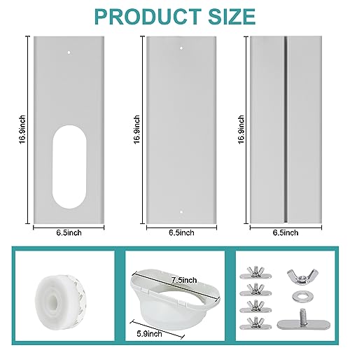 Portable Air Conditioner Window Vent Kit with Coupler, Adjustable Vertical or Horizontal Window Sliding Seal Plates for AC Unit, Suitable for 5.9 inches Exhaust Hose