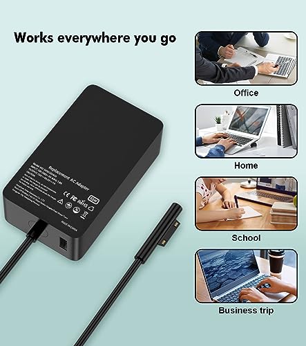 Surface-Pro-Charger-65W - Microsoft Surface Charger, Super Fast Charger for Surface Laptop, Surface Pro 3/4 / 6/7 / 8 / X, and More Laptop Tablet Model Power Supply Adapter Works with 65W 44W 36W