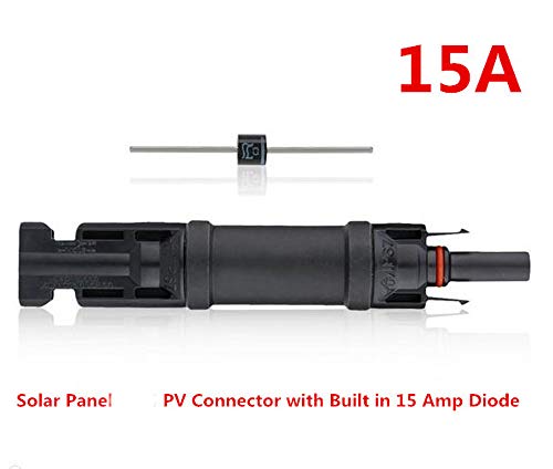 NUZAMAS Set of 2 Inline Built-in diode Connector 15 Amp Male to Female for Solar Panel Connection and 2 of Wrench Spanner Wiring Tool