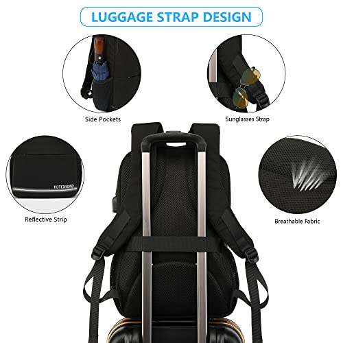 TOTEXISAP Business Travel Laptop Backpack for Men Women 15.6 Inch Laptop Slim Waterproof Backpack with USB Charging Port