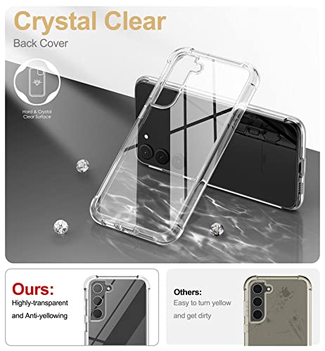SURITCH for Samsung Galaxy S23+ Plus Clear Case 6.6" (Only), [Built-in Screen Protector] Full Body Protective Hard Shell+Soft TPU Phone Case for Samsung S23 Plus -(Full Clear)