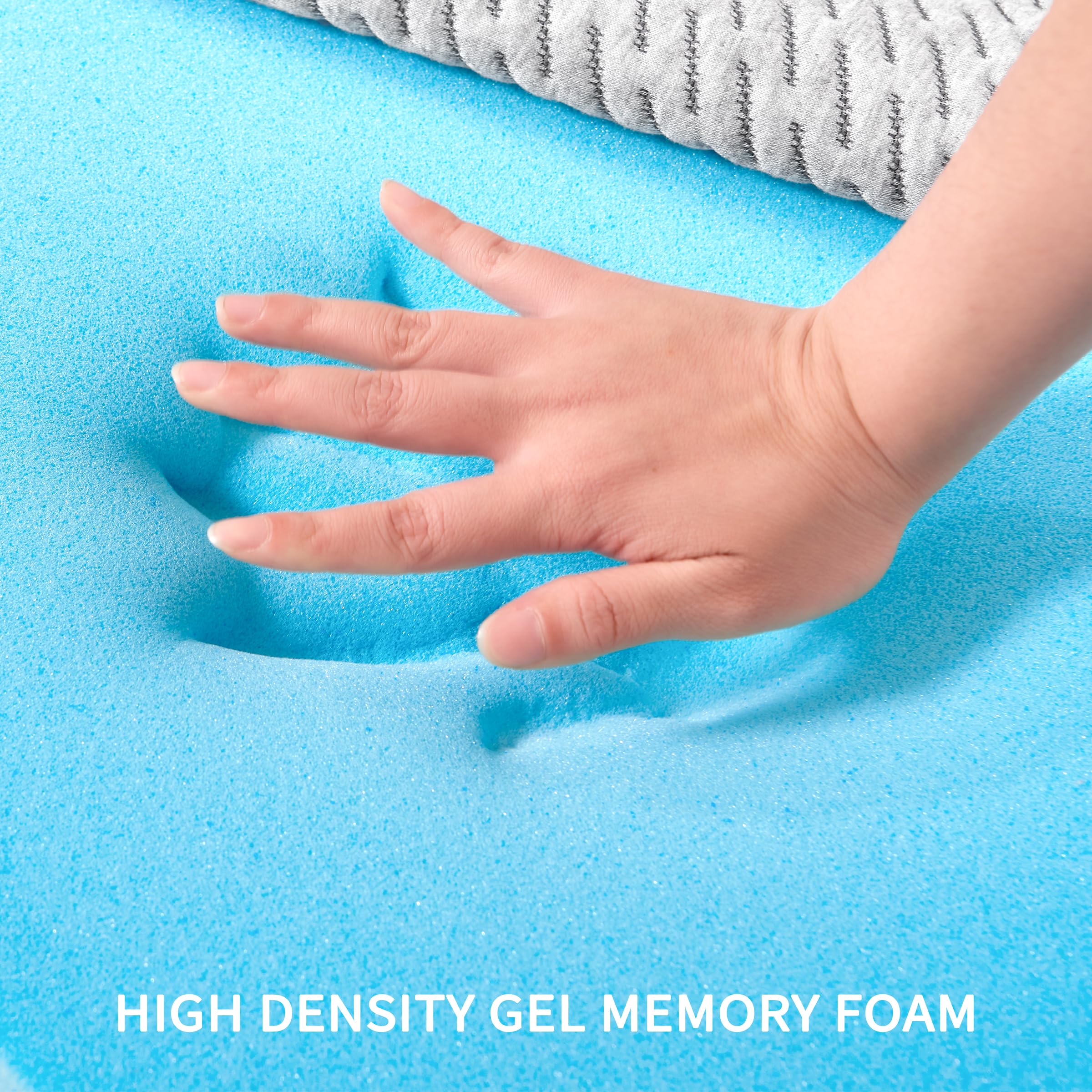 SyMax 4 Inch Memory Foam Mattress Topper Queen Size Bed Cool Gel Memory Foam Mattress Topper Medium Firm Support for Pressure Relief High Density Foam Topper with Removable & Washable Cover Queen