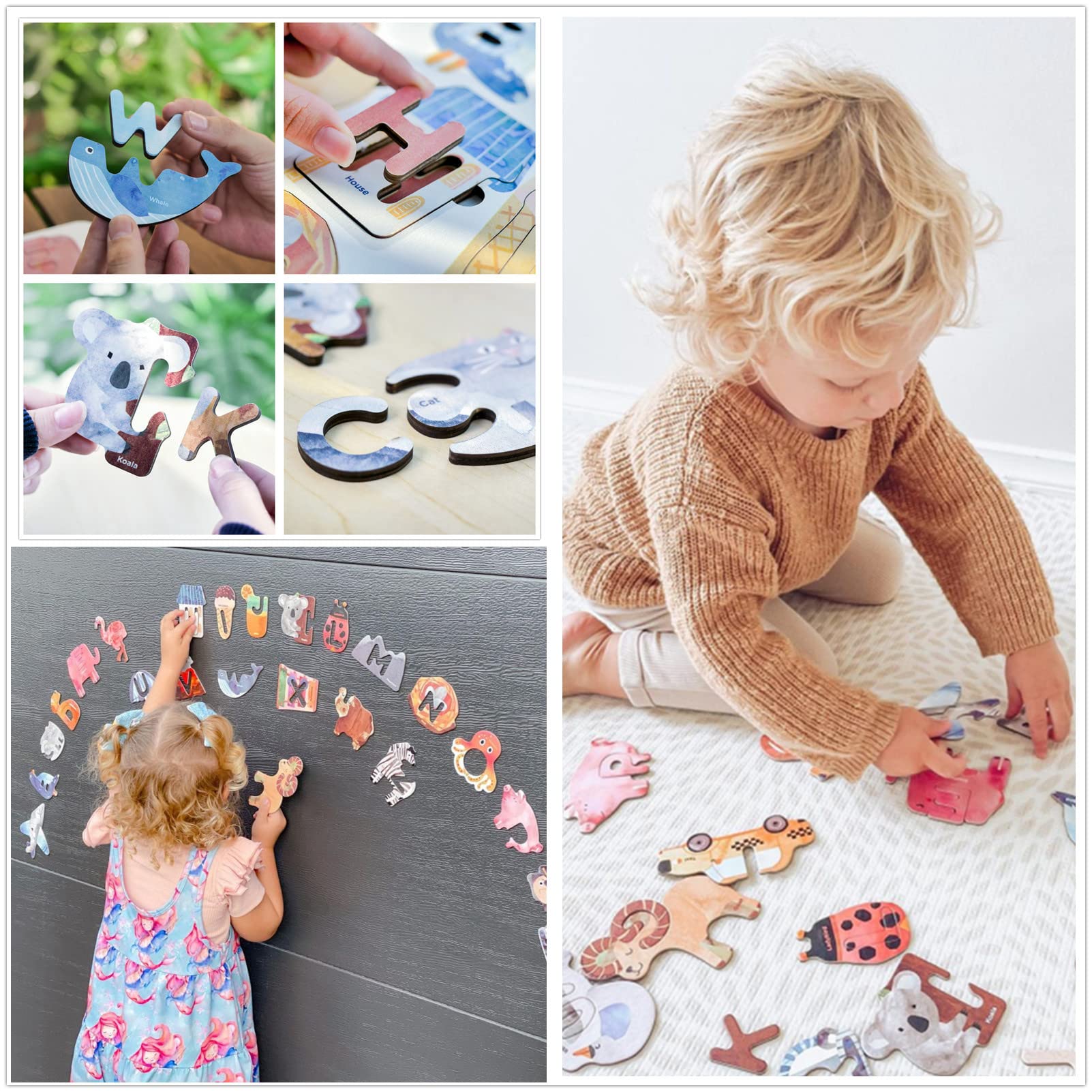 mierEdu Magnets for Toddlers,Refrigerator Magnets for Kids, Animals Objects Magnetic Letters A-Z Alphabets Preschool Learning Educational Toys for Toddlers
