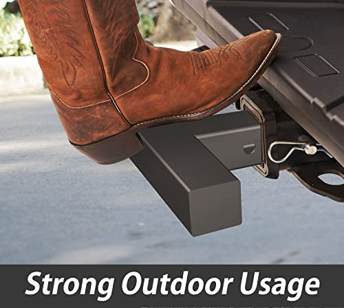 Tow Hitch Steps Bar Black for 2 Inches Receivers Trailer Hitch Step Heavy-Steel Towing Bumper Guards Automotive Bump Step Rust Free Powder Coating Finish 400lbs Maximum Load for Most Cars SUVs Trucks