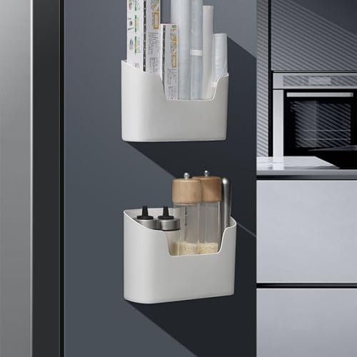 TwhqxjCN Set of 2 Refrigerator Side Shelf Multi Purpose Cabinet Door Storage Rack Space Saving Kitchen Fridge Organizers Box