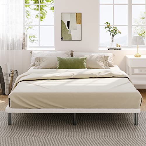 ZIYOO California King Bed Frame, 9 Legs Heavy Duty Bed Base for Box Spring and Mattress, 7 Inch Low to Ground, Non-Slip, Noise-Free, Easy Assembly, Black