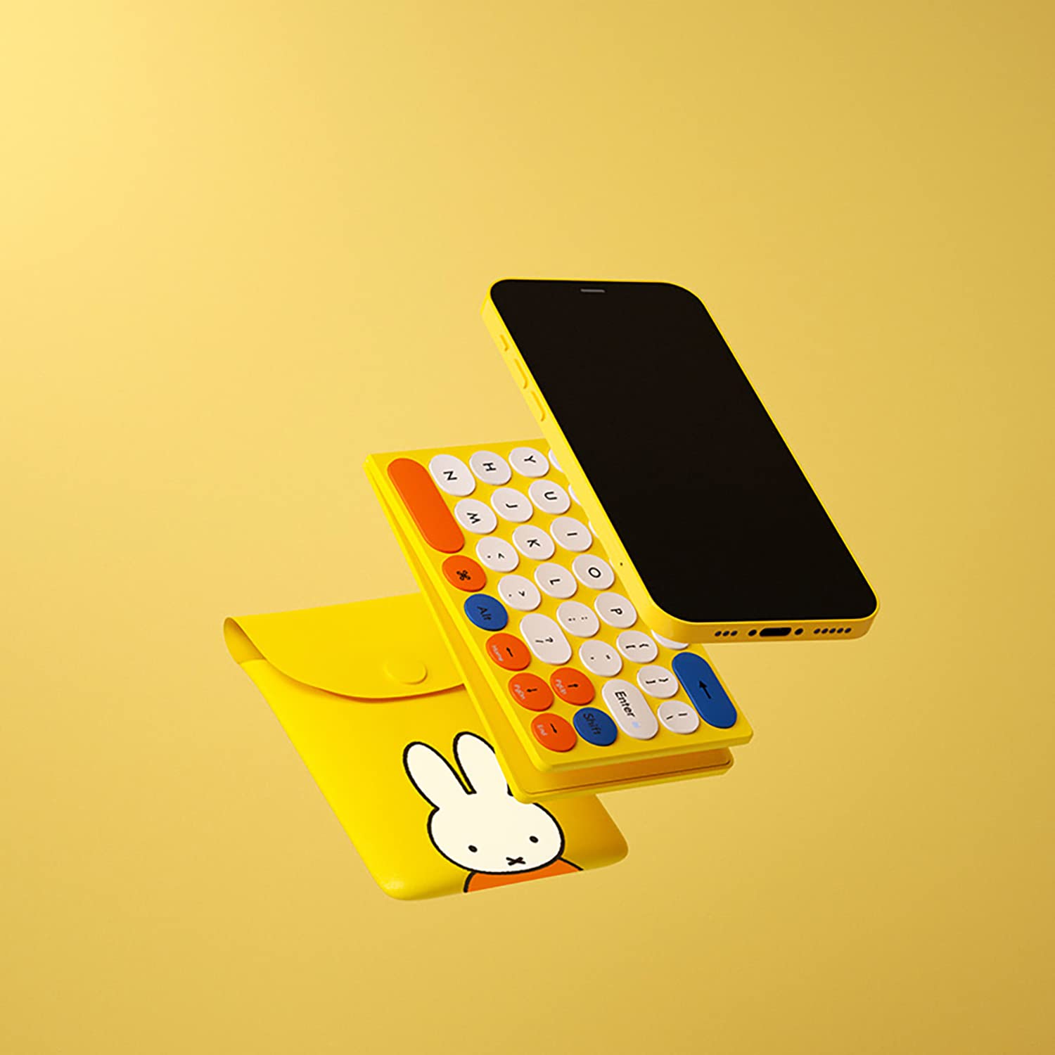 Miffy Folding Keyboard, 3.5mm Folding Bluetooth Keyboard, Lightest & Slimmest Bluetooth Wireless Foldable Keyboard in The World(Pink)