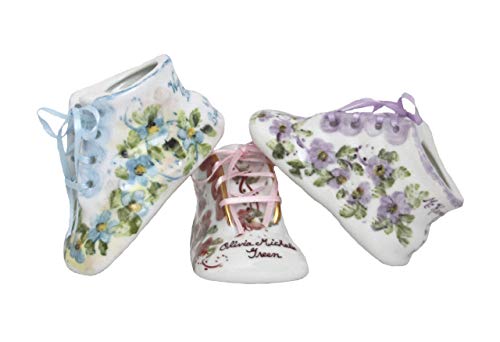 Porcelain Baby Shoe - Baptism or Christening - 100% Hand Painted Ceramic Baby Shoe Keepsake- Baby Dedication