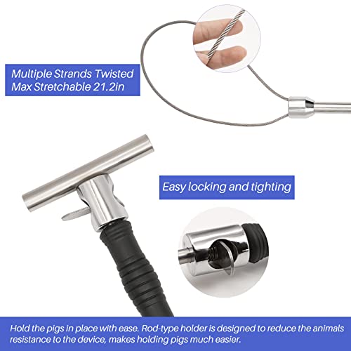 PAULOZYN Stainless Steel Hog Pig Catcher Pole Holder Control Tool Heavy Duty for Dog Pig Animals Swine Livestock