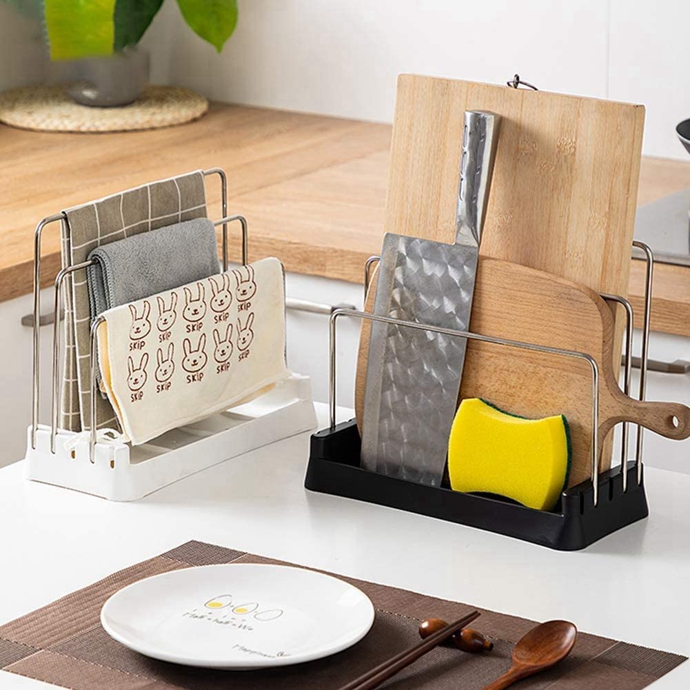 Jaquiain Cutting Boards Holder, Organizer Pantry Rack Bakeware Holder Chopping Board Organizer Kitchen Countertop Storage White