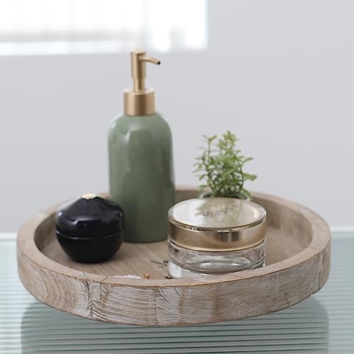 SwallowLiving 12 Inch Wooden Rustic Lazy Susan Rotating Tray for Home Decor Farmhouse Turntable Tray for Dining Table Round Spanning Display Serving Tray Spice Rack Cabinet Organizer