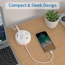 NTONPOWER Flat Plug Power Strip Bundle, 2 Outlets 3 USB Compact Power Strip with 25ft and 15 ft Extra Long Extension Cord, Right Angle Plug for Office, Home, Nightstand, Dorm Essentialsā¦