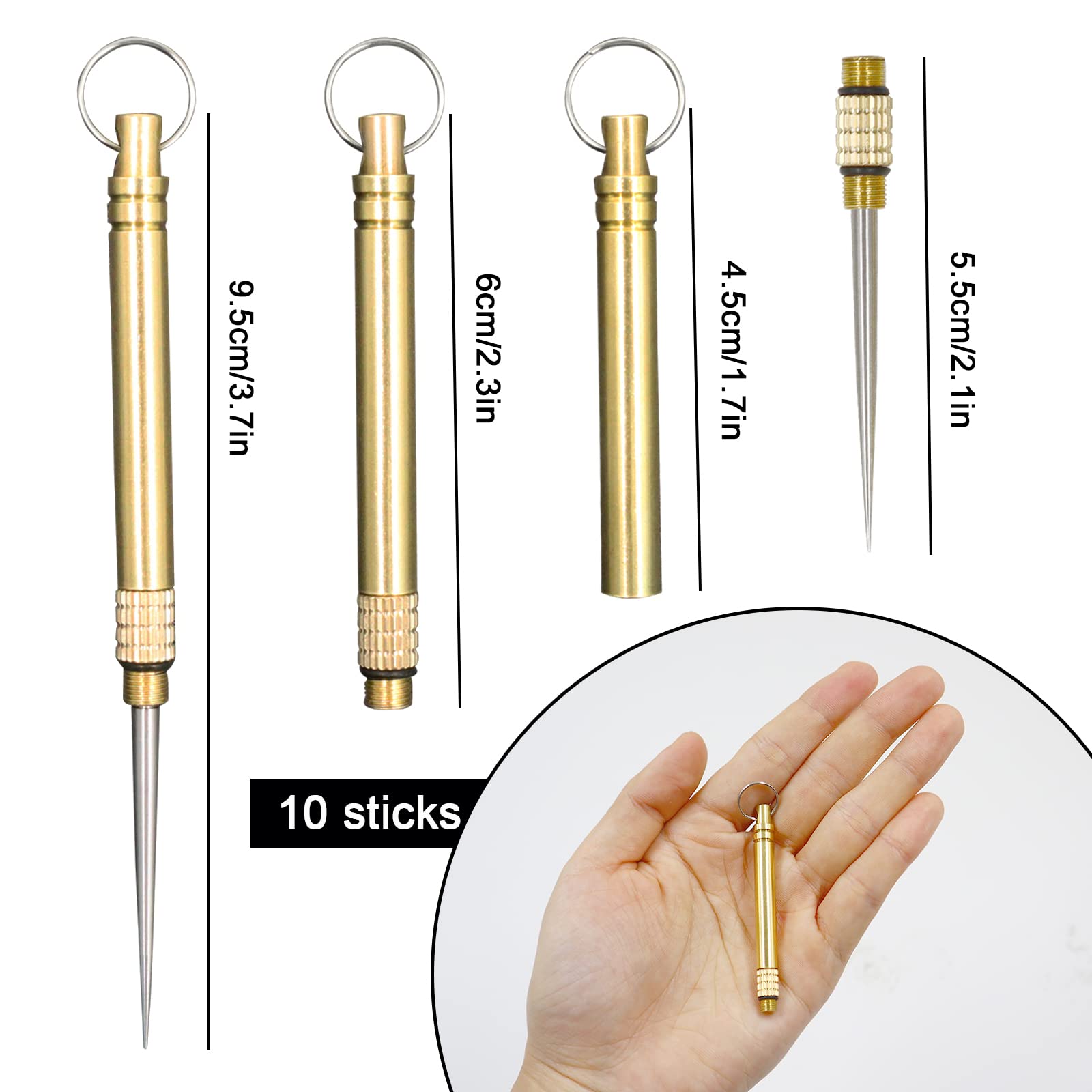Modixun 10pcs Portable Titanium Toothpicks, Pocket Travel Toothpicks, Reusable Toothpicks, Metal Toothpick Holder with Key Ring, Fruit Sticks for Outdoor Picnic