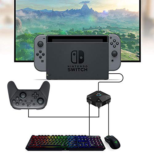 Wired Keyboard and Mouse Adapter for Nintendo Switch/PS4/PS3/Xbox One/Xbox 360 Host Series & for Nintendo Switch Console, Mouse and Keyboard Converter Support Custom Mapping & Reset Button Function