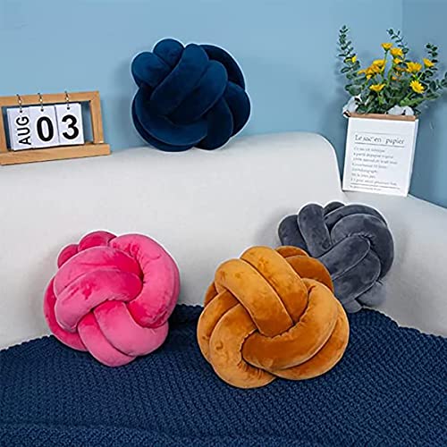 Yefound Navy Blue Knot Ball Pillow Home Decoration Plush Throw Pillow Round Ball Cushion Knotted Pillows for Sofa Car Office Decor, 8inches