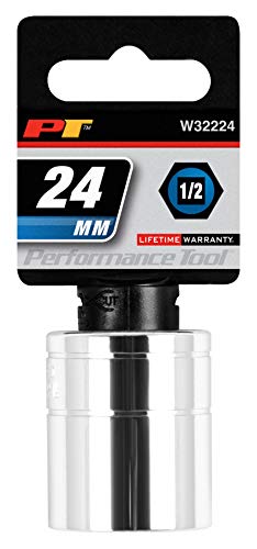 Performance Tool W32224 1/2 Drive 24mm 6Point Socket, 1 Pack