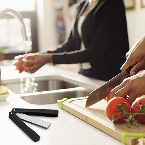 XILEWHZF 2 Pcs 400/600 Grit Portable Handheld Double Sided Sharpener Pocket Diamond Knife Sharpening Stone for Kitchen, Garden, Outdoor tools Fine/Coarse Grinding (Black/Orange)
