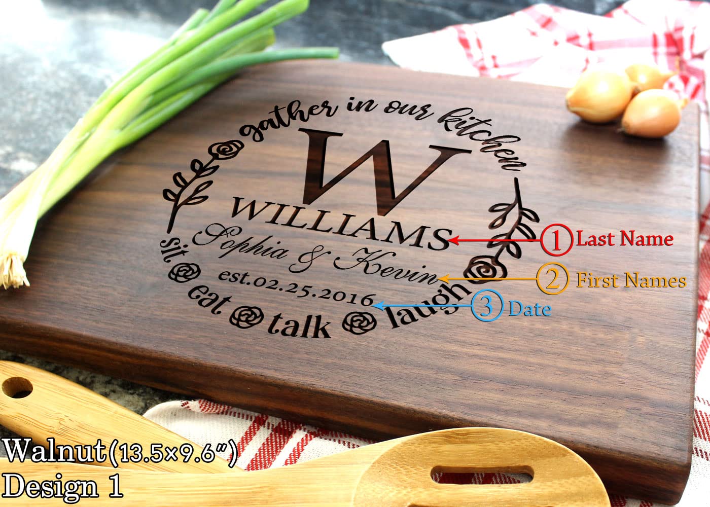 Personalized Cutting Boards, Wooden Custom Engraved Chopping Board for Wedding Gift, Bridal Shower, Engagement Gifts, Anniversary Gift, Housewarming Gift, Gift for Parents