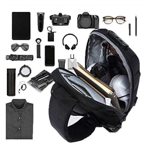 Wisfruit Anti Theft Sling Bag with USB Charging Port Casual Lightweight Chest Crossbody Daypack Waterproof (dark gray)