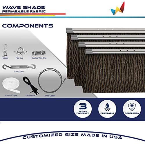 Windscreen4less 4' x 16' Retractable Shade Cover Replacement Canopy Sliding Wave Shade Sail for Pergola Awning Patio Deck Yard Porch Gazebo Brown