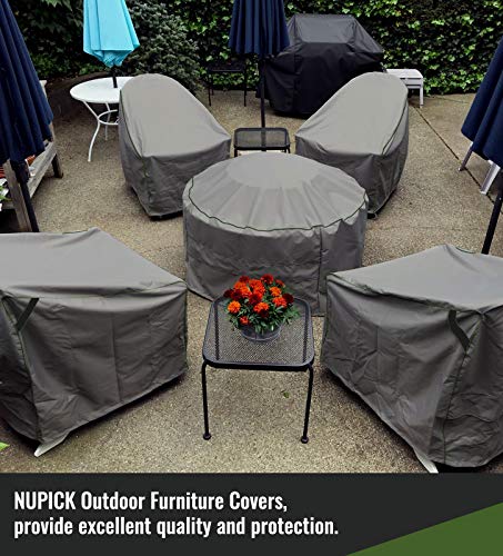 NUPICK Patio Stackable Chair Cover, 26 Inch Outdoor Furniture Chair Cover for 4-6 Stackable Dining Chair, 100% Waterproof, Rip-Stop and Weather Resistant, Grey