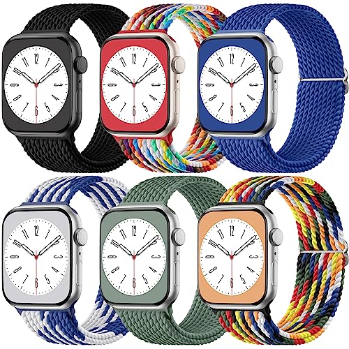 Witzon Compatible with 44mm Apple Watch Series 8 7 41mm 45mm Women Men, Breathable Sport Stretchy Nylon Braided Solo Loop Bands for iWatch Apple Watch Ultra 49mm SE Series 6 5 4 3 38mm 40mm 42mm