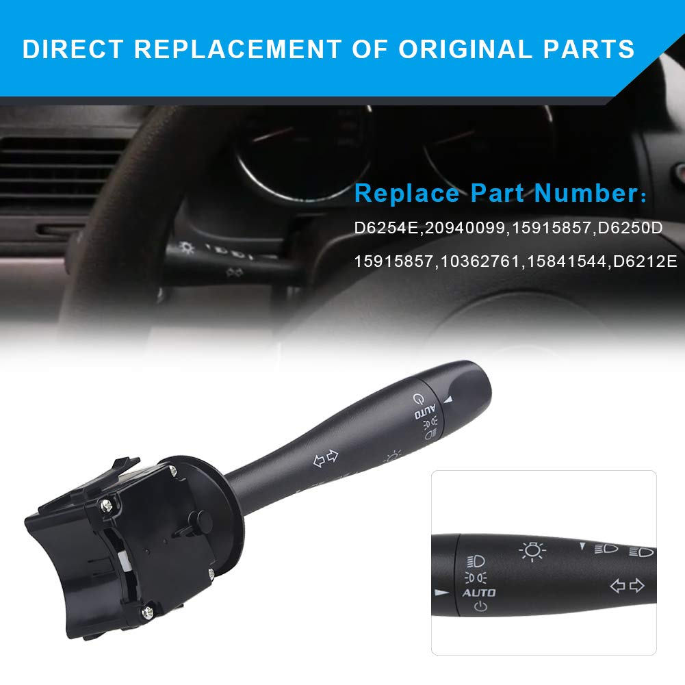 JDMON Turn Signal Switch Compatible with Chevy Cobalt HHR Equinox Pontiac Torrent G5 Saturn Sky 2005 2006 2007 2008 2009 2010 Replace D6254E 20940099 Dimmer Blinker Multifunction Switch