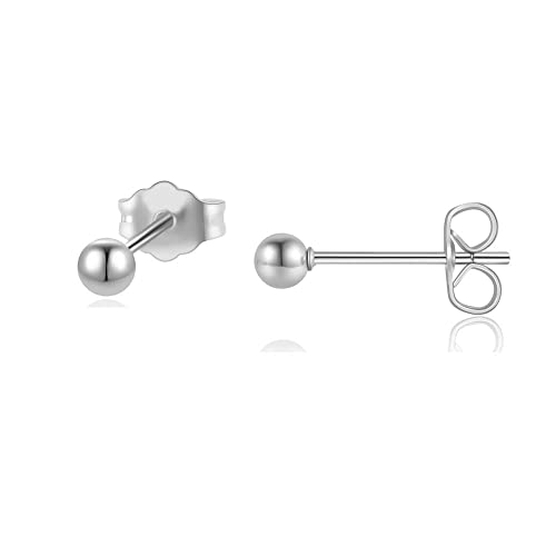 Tiny 2mm Ball Stud Earrings for Women Girls,Dainty Mini Ball Earrings for Cartilage Helix Earlobe Piercing 316L Surgical Stainess Steel Hypoallergenic(2mm, Silver)