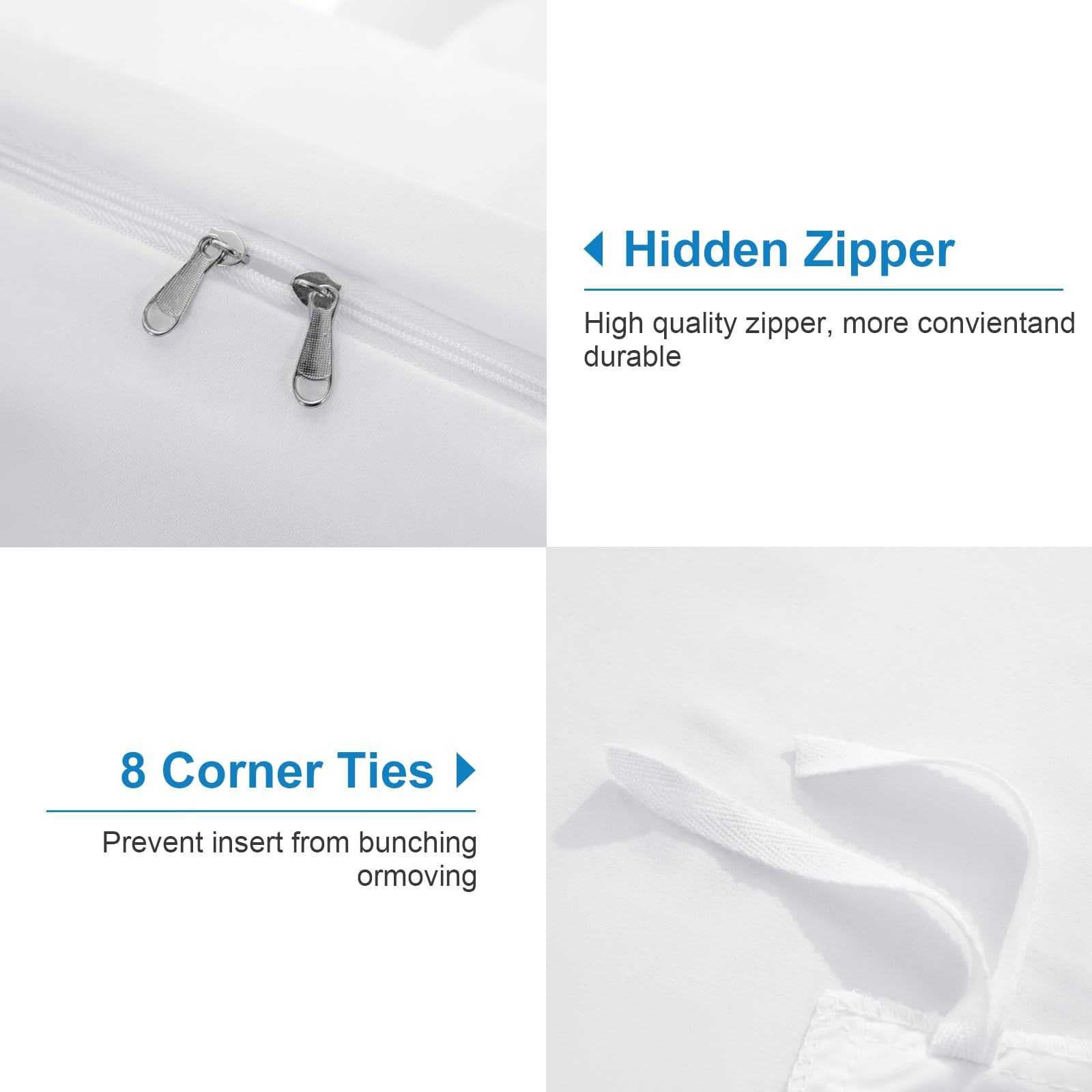 SONORO KATE Duvet Cover Queen,Washed Microfiber Queen Size Duvet Cover Set,Soft & Breathable with Zipper Closure & Corner Ties(White-8,Queen)
