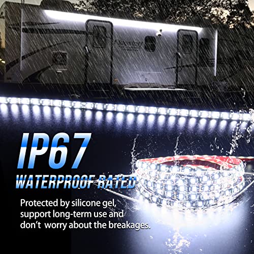 TIPHOPE RV Led Awning Party Light, 16.4FT Camper Led Awning Strip Light Cool White 12V Waterproof RV Exterior Lighting for RV Camper Motorhome Travel Trailer Concession Stands Food Trucks