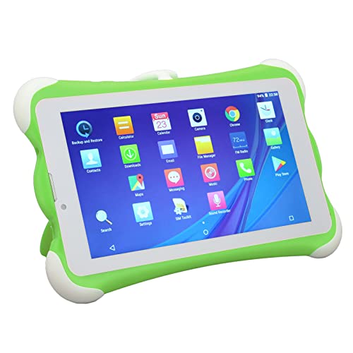 soobu Kids Tablet, 3 Card Slots Green 7 Inch 6000mah Rechargeable Battery 100-240V 128GB Expandable Storage Tablet for School (US Plug)