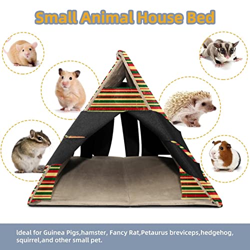 Y-DSIWX Guinea Pig Hideout Cozy Hamster House Cave for Bunny Chinchilla Hedgehog Small Animal Vintage Red Green Yellow Stripes Xmas