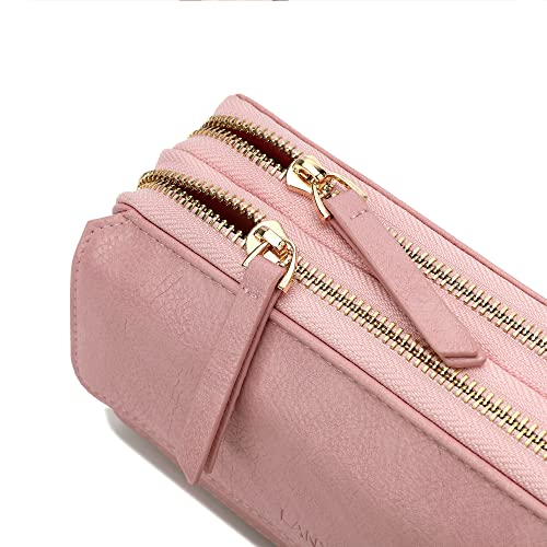 Women Crossbody Wallet RFID Blocking Cell Phone wristlet Purse with shoulder strap small cross body bag (Pink