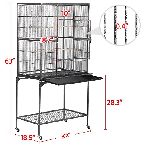 Yaheetech 63-Inch Wrought Iron Construction Rabbit Ferret Chinchilla Adult Rat Sugar Glider Guinea Pig Small Pet Animal Cage with Detachable Stand