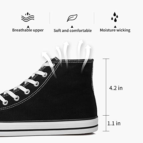 Women's High Top Canvas Shoes Fashion Sneakers Casual Shoes for Walking(Black.US9)