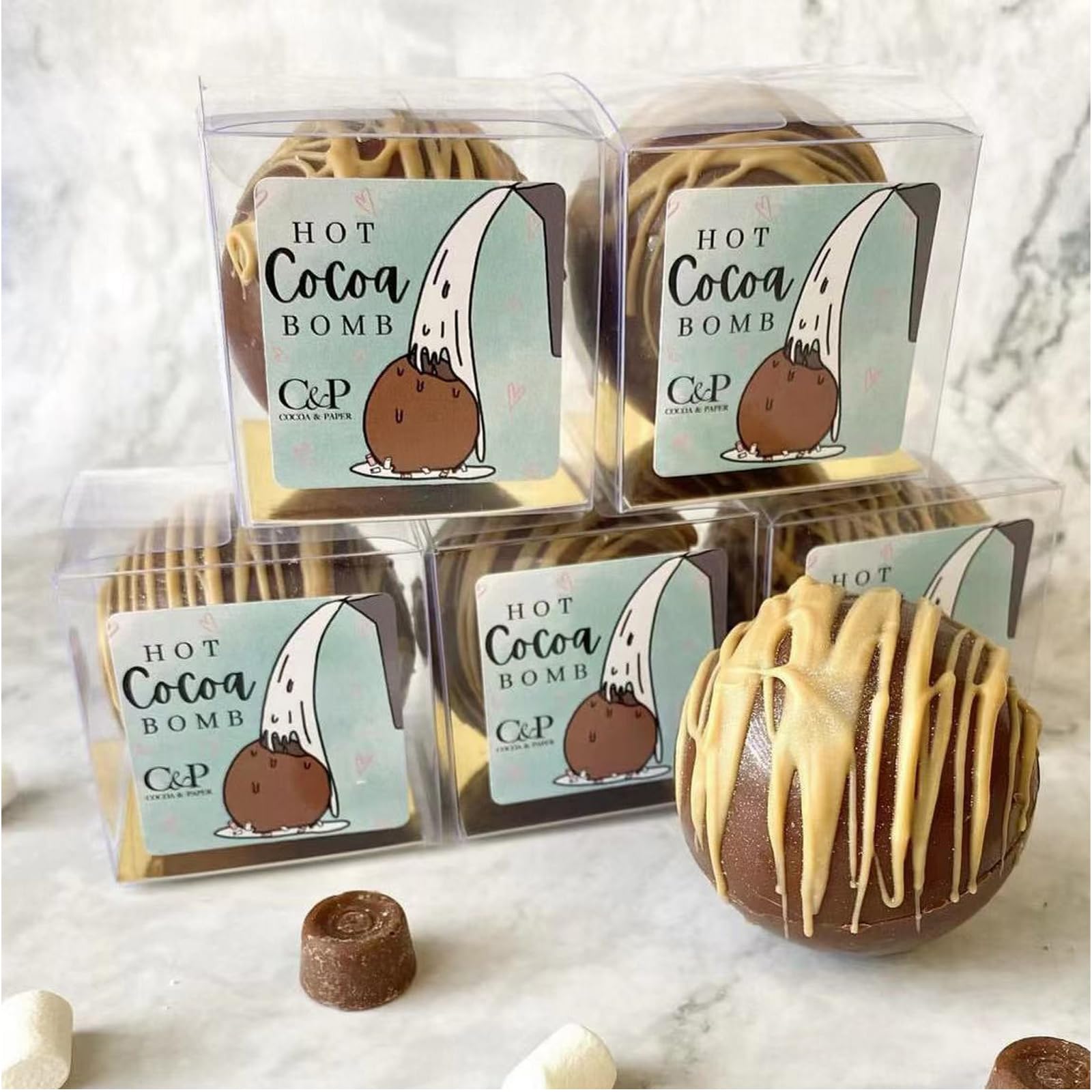 TEMLQPACK 50 Pack 3x3x3 Inch Clear Hot Chocolate Bomb Boxes Christmas Small Gift Boxes Cupcake Boxes Pastry Boxe Candies Boxes Birthday Wedding Party Favor Boxes