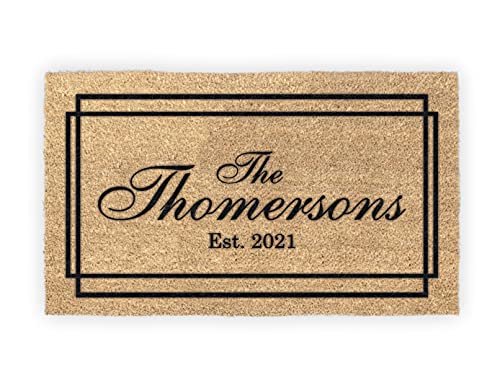 Personalized Last Name Coir Coconut Husk Doormat Door Mat 18x30 or 24x36 (18"x 30")