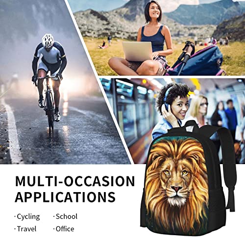 UIACOM Lion School Backpack Cool Lion in Galaxy Bookbags for Teens Kids Boys Girls, Large 17 inch Elementary Junior High University School Bag, Casual Travel Daypack Backpack