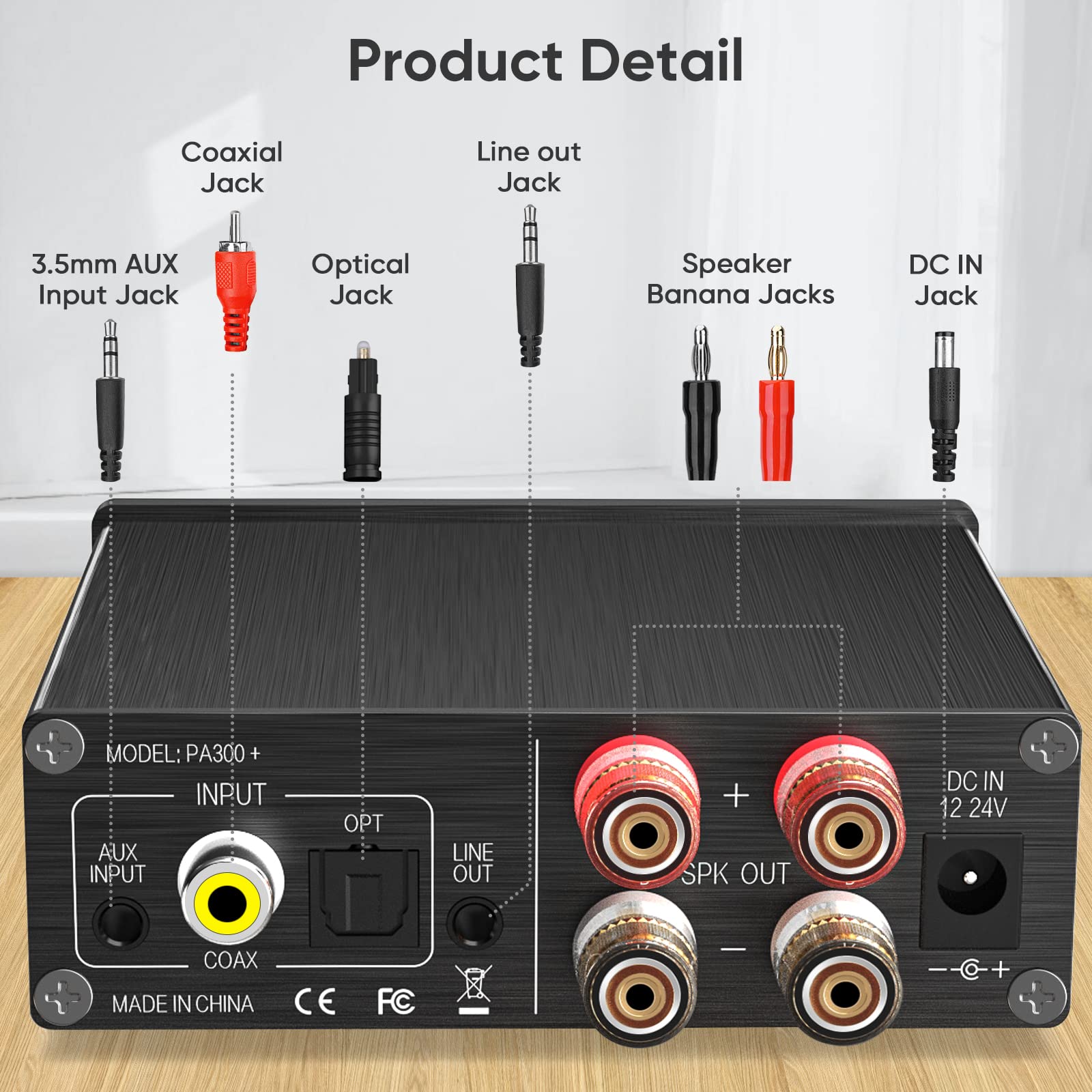 Mini Bluetooth Home Audio Stereo Amplifier Receiver, 2×80W 2.1 Channel Digital Class D Integrated Amp for Home Speakers with DAC 24-Bit 192KHz Optical Coaxial AUX Headphone Line Out Jack