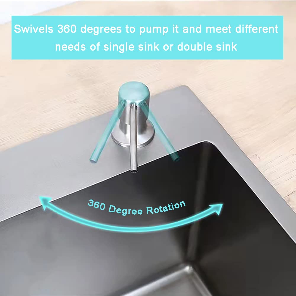 ONMUST Soap Dispenser for Kitchen Sink, Built in Soap Dispensers with 40 Inches Tube Connects Directly to Soap Bottle, No More Frequent Refills, Countertop Soap Dispenser Pump with 500ML Bottle