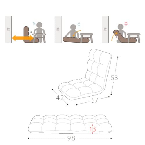 PRODCA Modern Folding Lounge Chaise for Living Room and Bedroom,5 Reclining Position, Djustable Foldable Modern Leisure Sofa Video Gaming Sofa