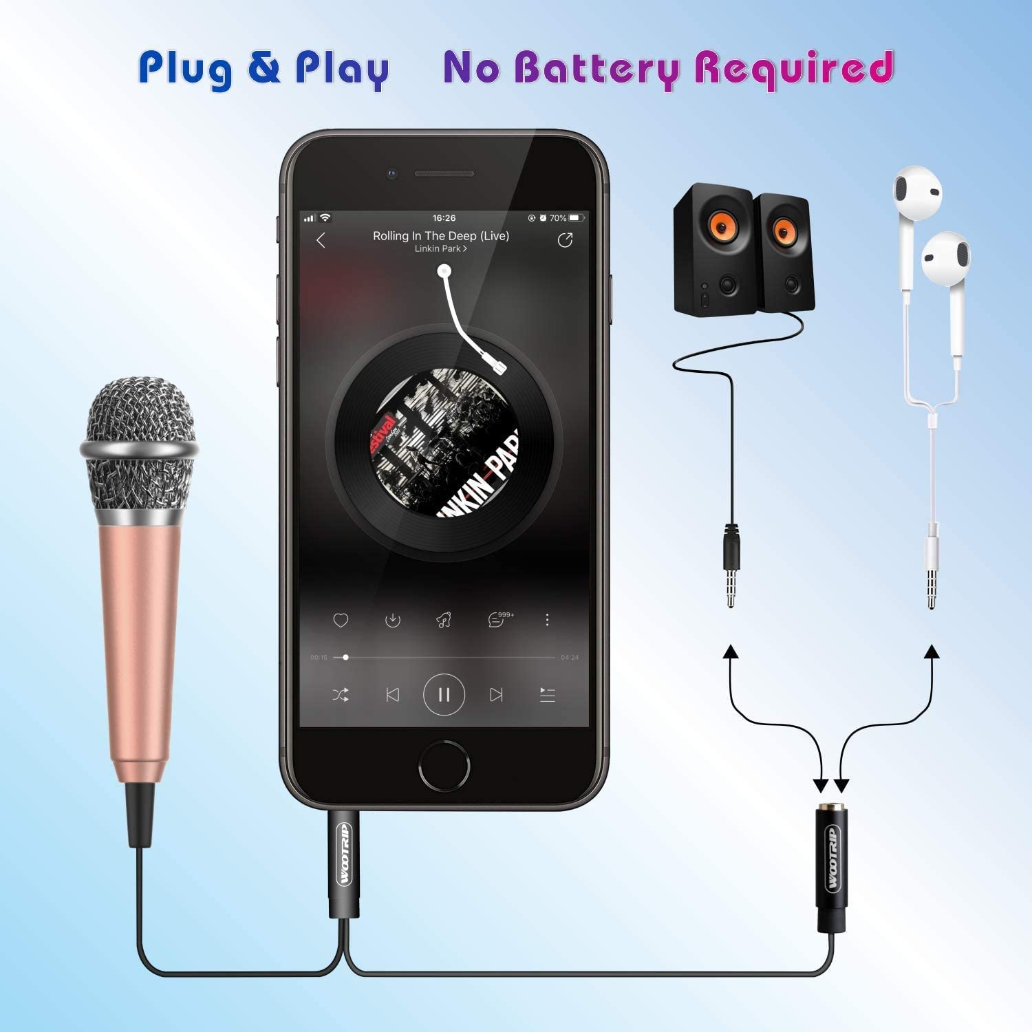 Mini Microphone Tiny Microphone Karaoke Tiny Portable Vocal and Recording for Mobile Phone Laptop Notebook Apple iPhone Samsung Android(2psc Blue Silver)