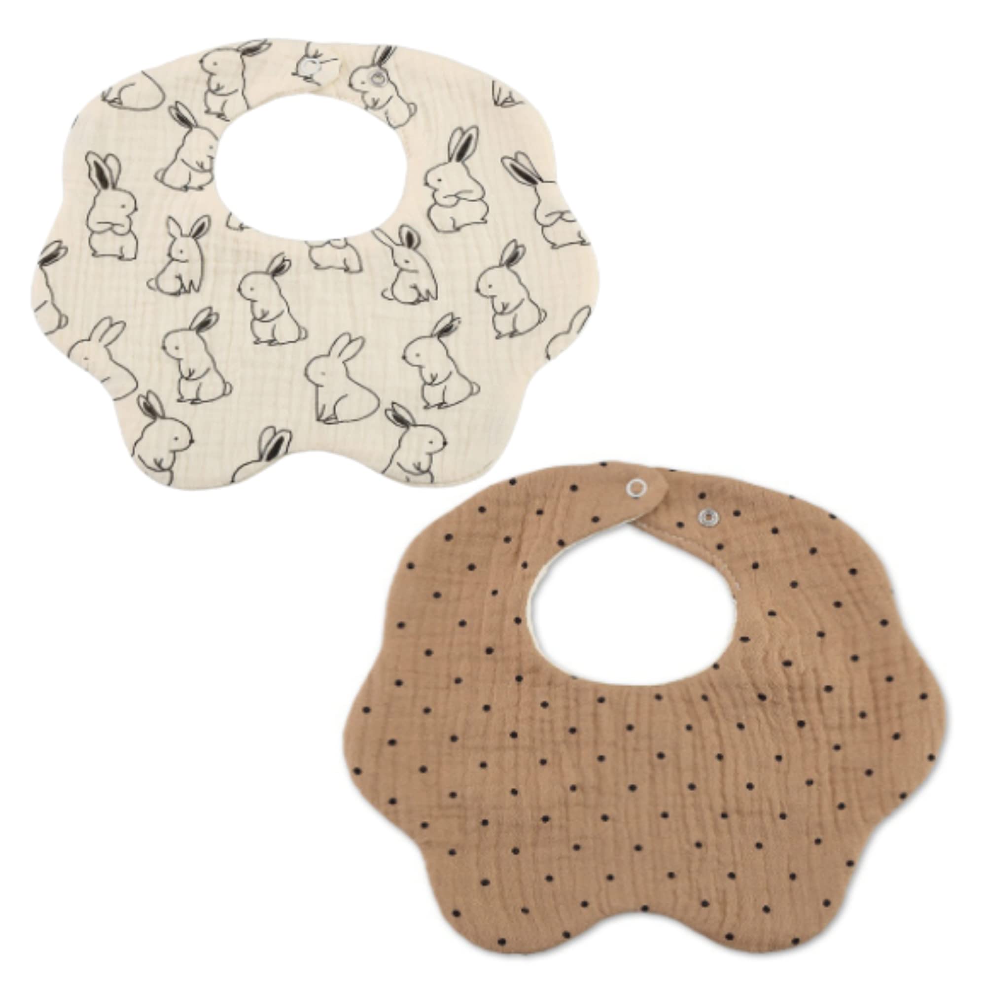 Scalloped 6 Layer Muslin Teething Bib (Bunny)