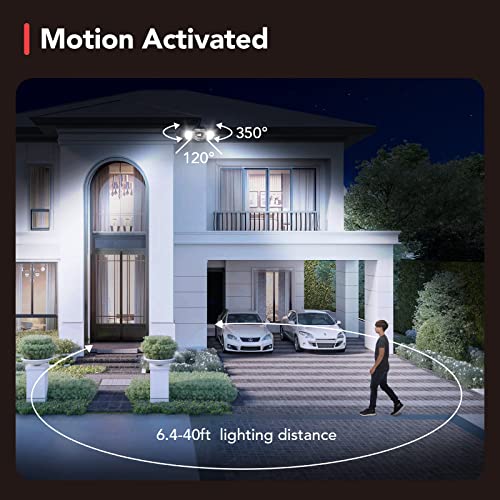 OREiN Led Flood Light Outdoor Motion Sensor, 450° Wide Adjustable 12W(150W Equiv) 5000K Security Lights with 3 Modes, IP65 Waterproof Motion Detector Light for Outside, Garage Patio House(Black)