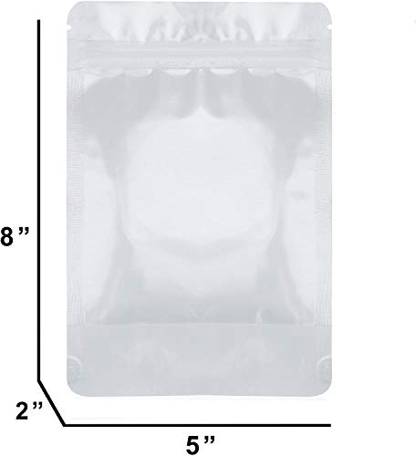 ZAYALI Stand Up Pouch Bags, 5" x 8", Heavy Duty, 100 Pack, Clear Front with Aluminum Foil Back - Resealable Ziplock and Heat Sealable for Food Storageā¦