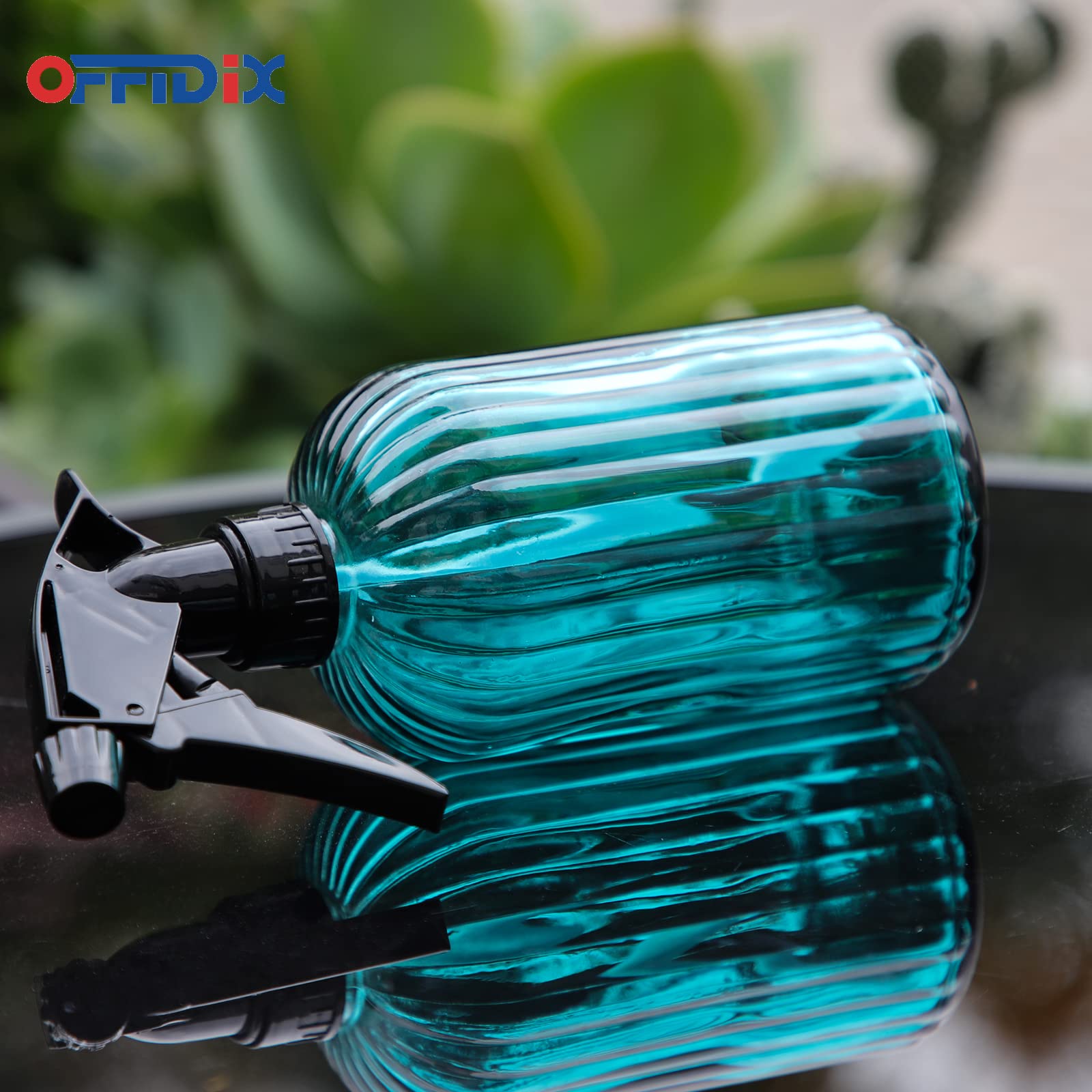 OFFIDIX Glass Spray Bottle, Plant Mister with Adjustable Nozzle 0.4L/13.5oz Pressure Watering Can Handheld Spray Bottle for Outdoor Indoor Plants and Cleaning Work (Blue)